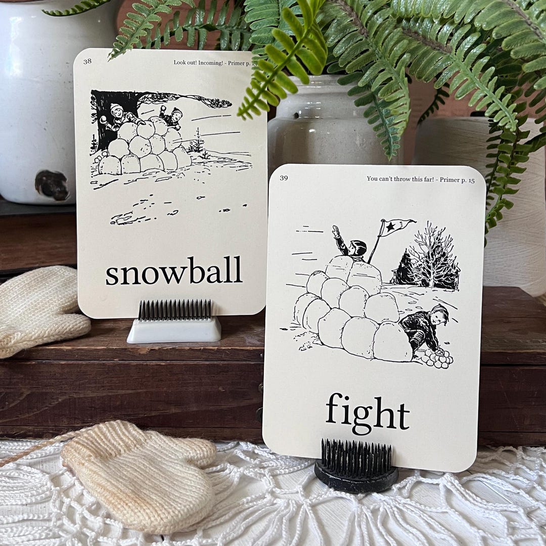 Illustrated Flash Cards: Winter Snowball Fight Shelf Decor - Etsy
