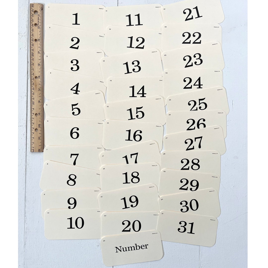Numbers 1-31 Flash Cards - Set of 32 - 5" X 2 1/2" - Advent Calendar ...