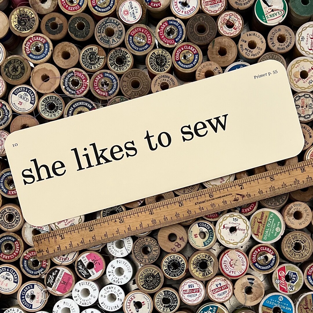 XL She Likes to Sew Flash Card Vintage Reproduction Quilter Seamstress ...