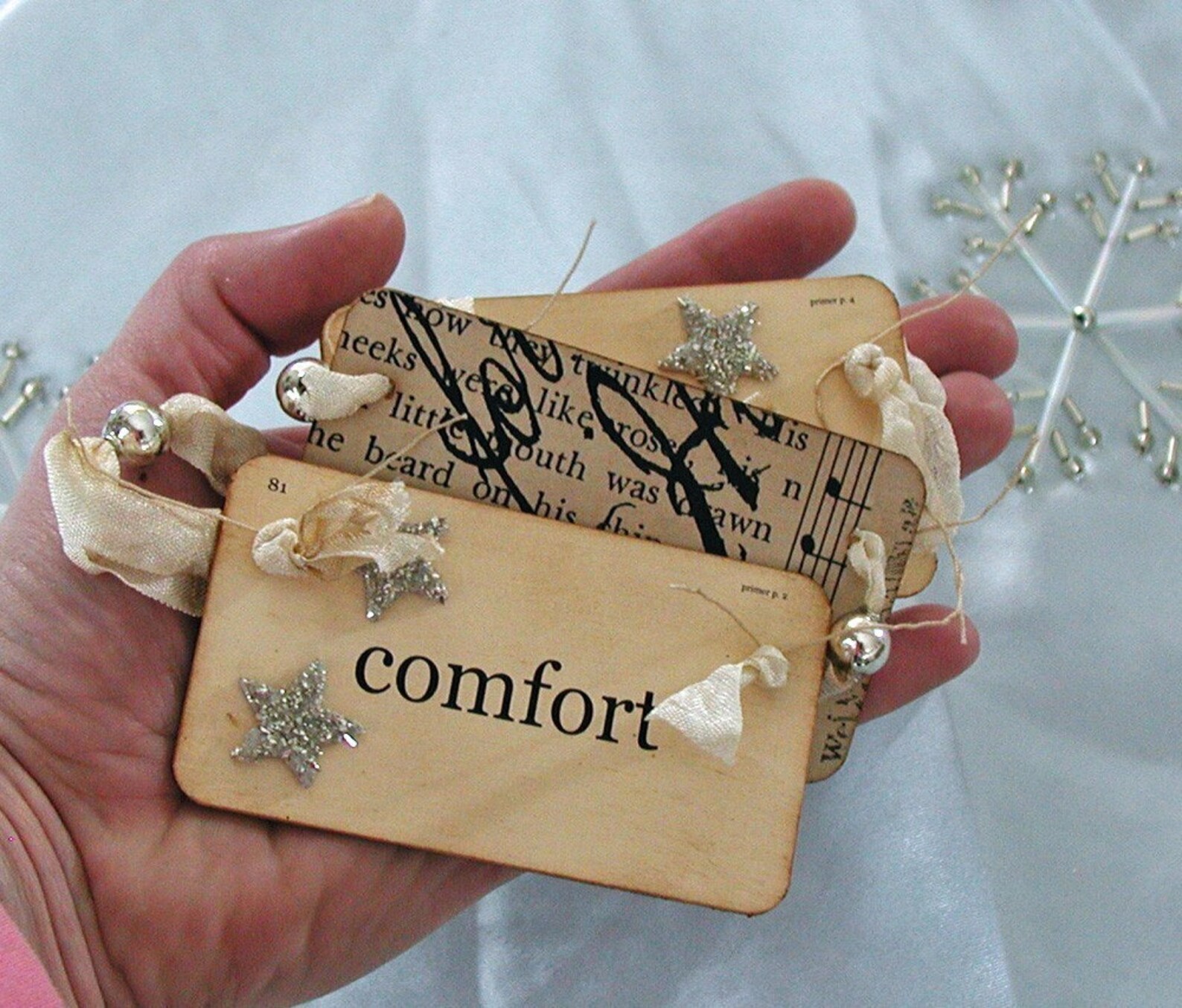 Comfort and Joy Flash Card Ornament/garland cream - Etsy