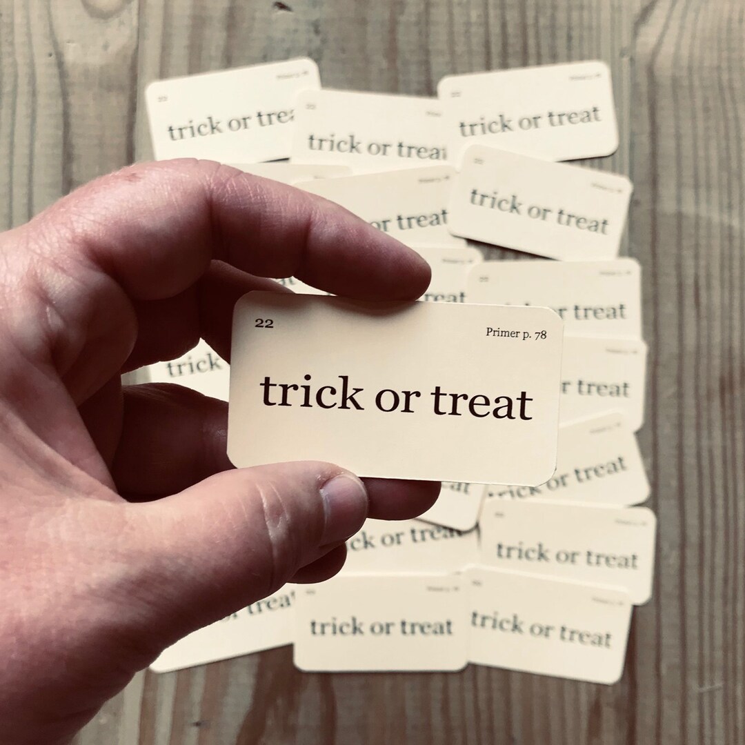Trick or Treat Flash Cards: Halloween Party Favor Tags (set of 21) - Etsy