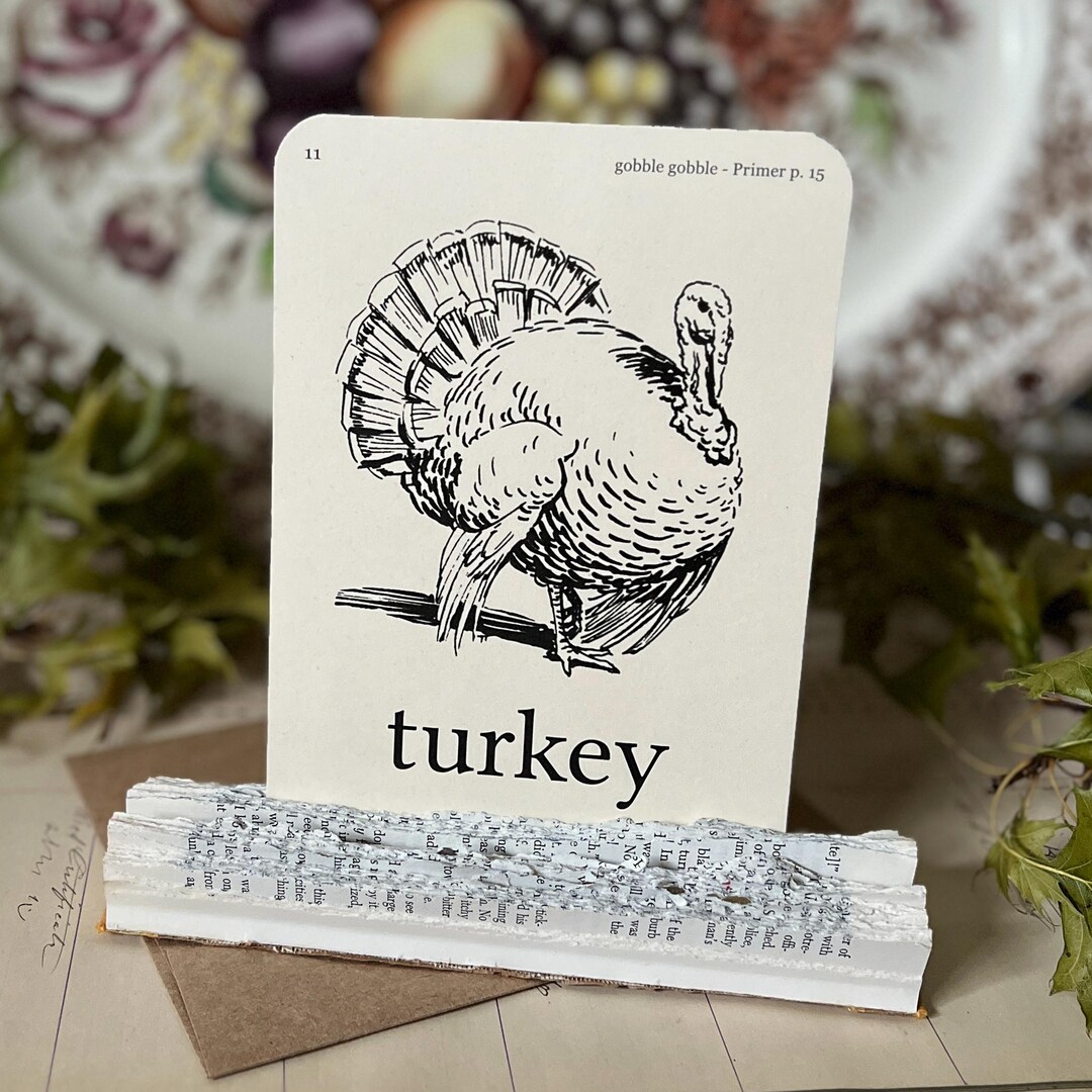 DOUBLE SIDED "turkey & Christmas Tree" Illustrated Flash Card ...