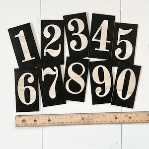 Reproduction BLACK and WHITE Vintage Numbers - 4" X 2" - Set of 10 Aged ...