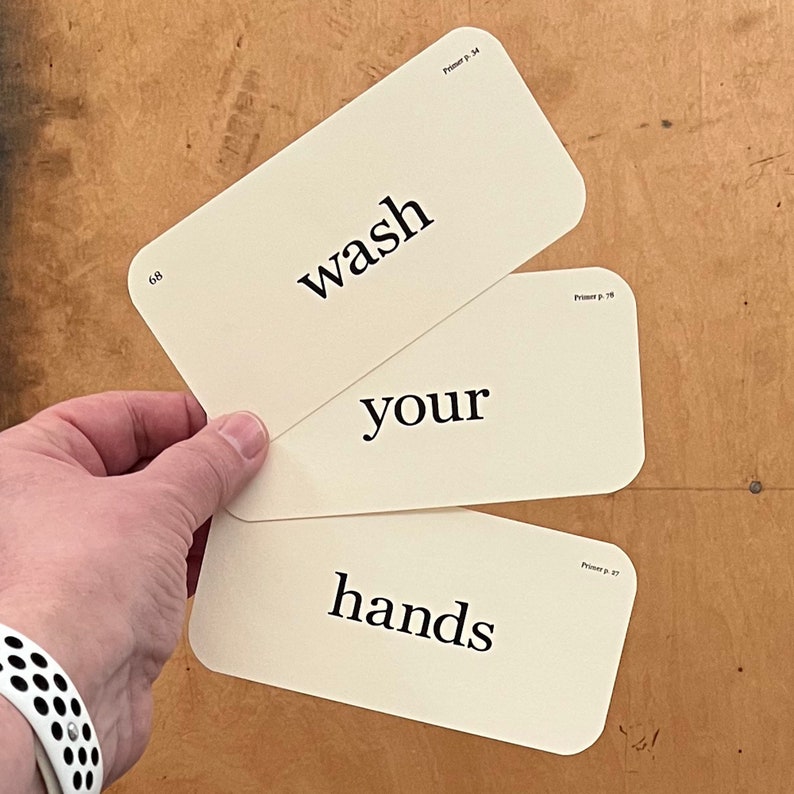 Wash Your Hands (set of 3) Flash Cards - Bathroom Decor - Vintage ...