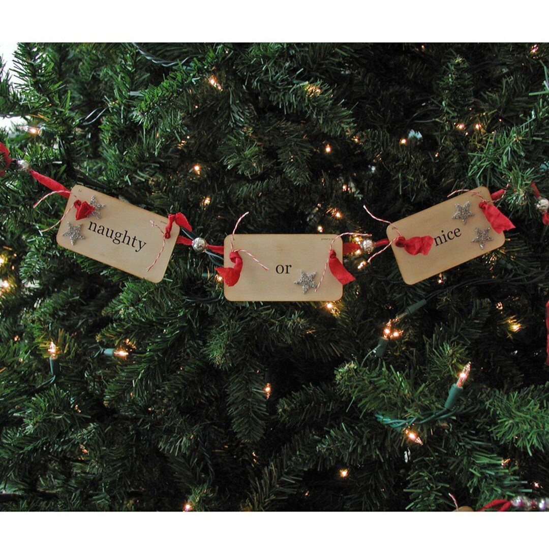 Naughty or Nice Flash Card Ornament/garland (red) - Etsy