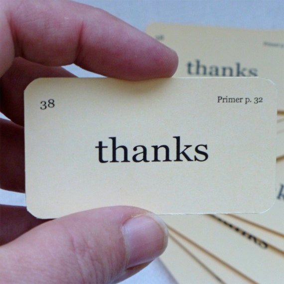 Mini thanks flash cards | Etsy