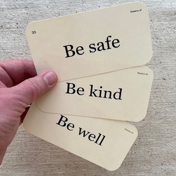 Be Safe Be Kind Be Well Flash Cards Set of 3 Cards - Etsy