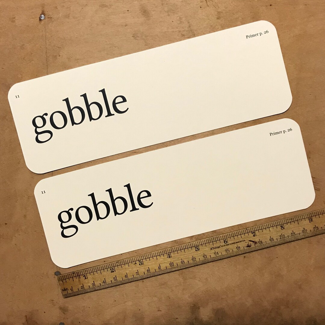 XL "gobble" & "gobble" Flash Cards (set of 2) Vintage Inspired ...