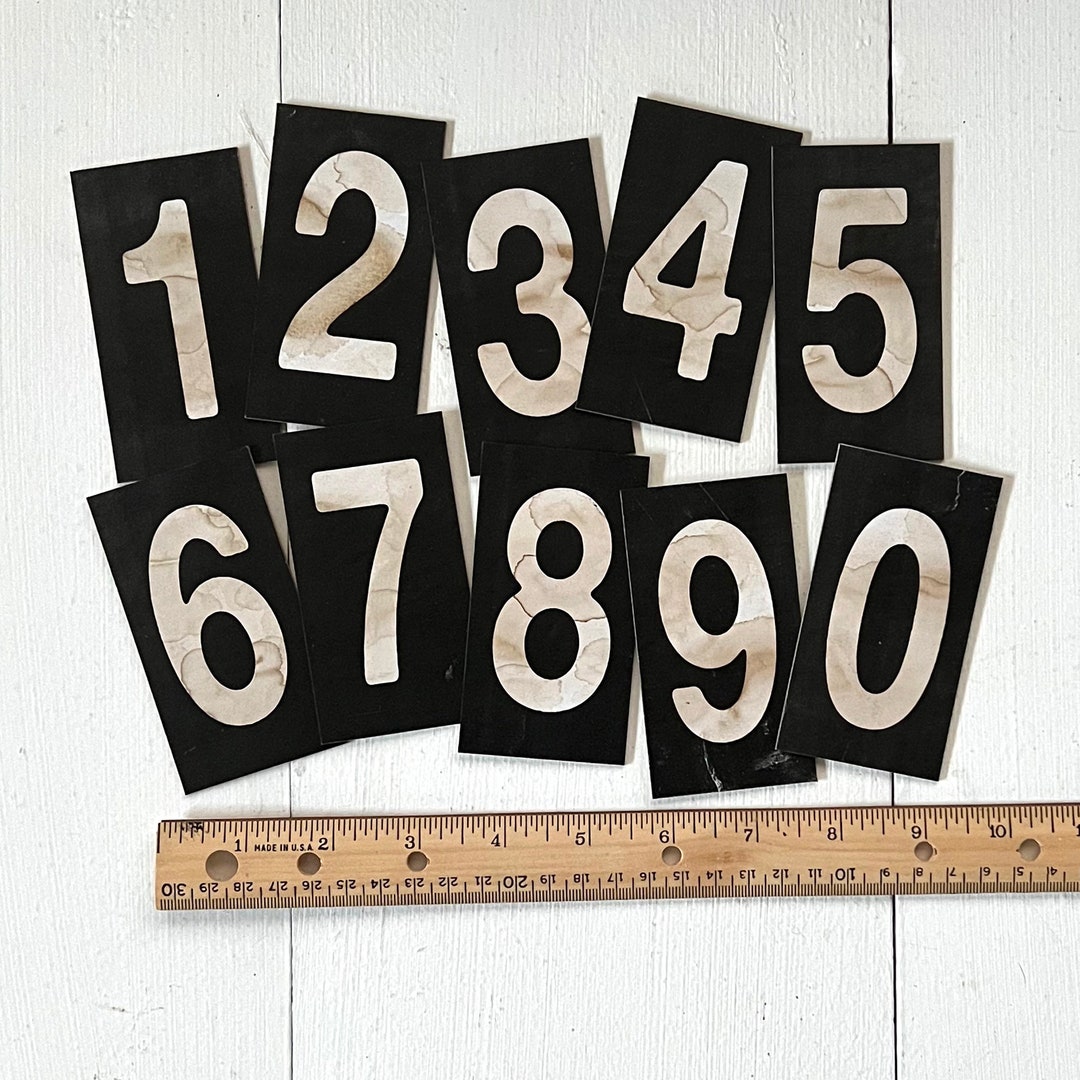 Reproduction BLACK and WHITE Aged Vintage Numbers Set of 10 Numbers ...