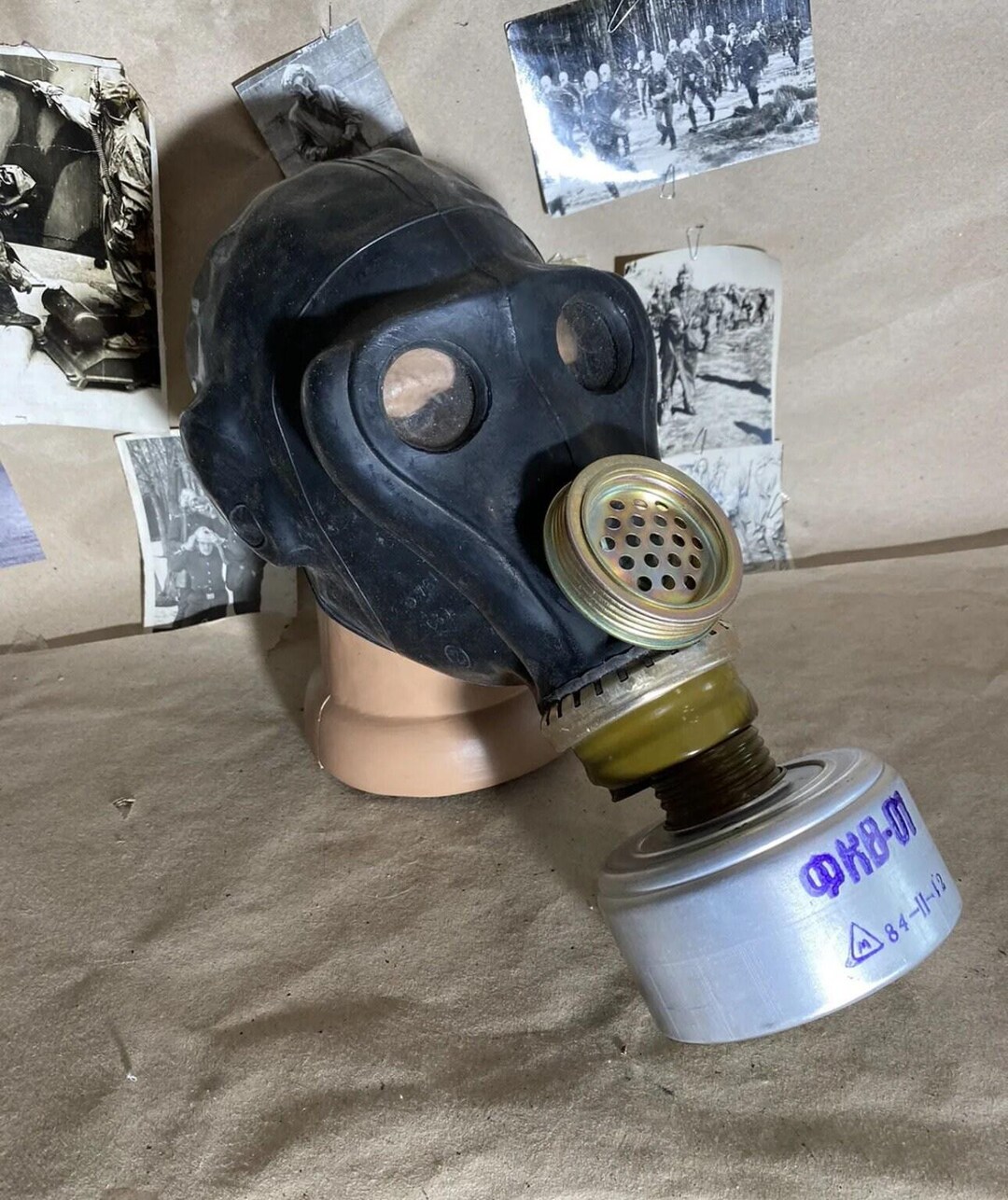 Original Rare Gas Mask 1989 Size 2 SHMS RSH-4 Filter Fnv-01 Soviet USSR ...