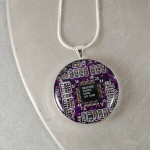 Circuit Board Necklace Purple, Violet Engineer Gift, Recycled Computer ...