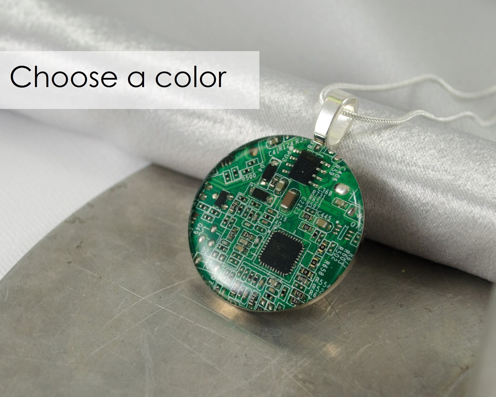 CHOOSE COLOR Circuit Board Necklace LARGE Recycled | Etsy