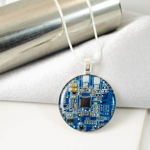 Circuit Board Necklace LARGE Blue, Recycled Motherboard Jewelry ...
