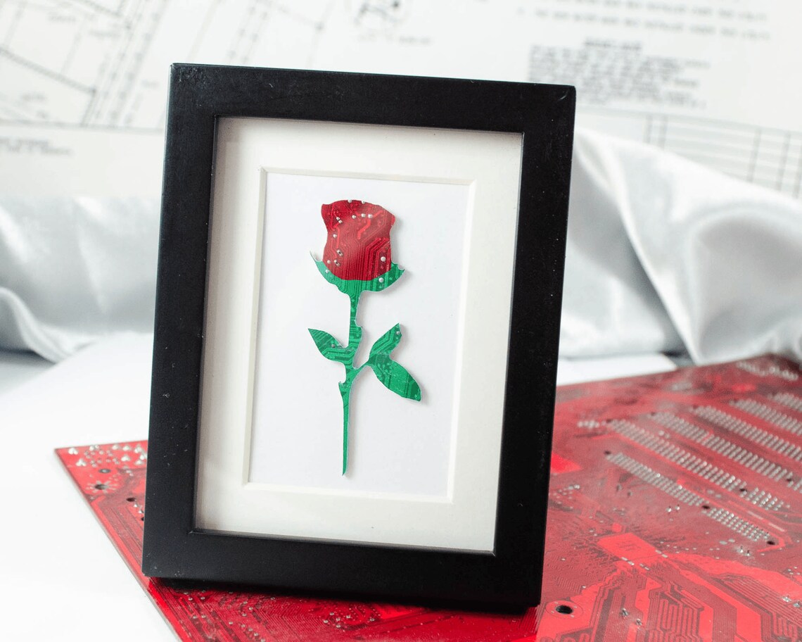 Mini Rose Circuit Board Framed Art Custom Recycled - Etsy