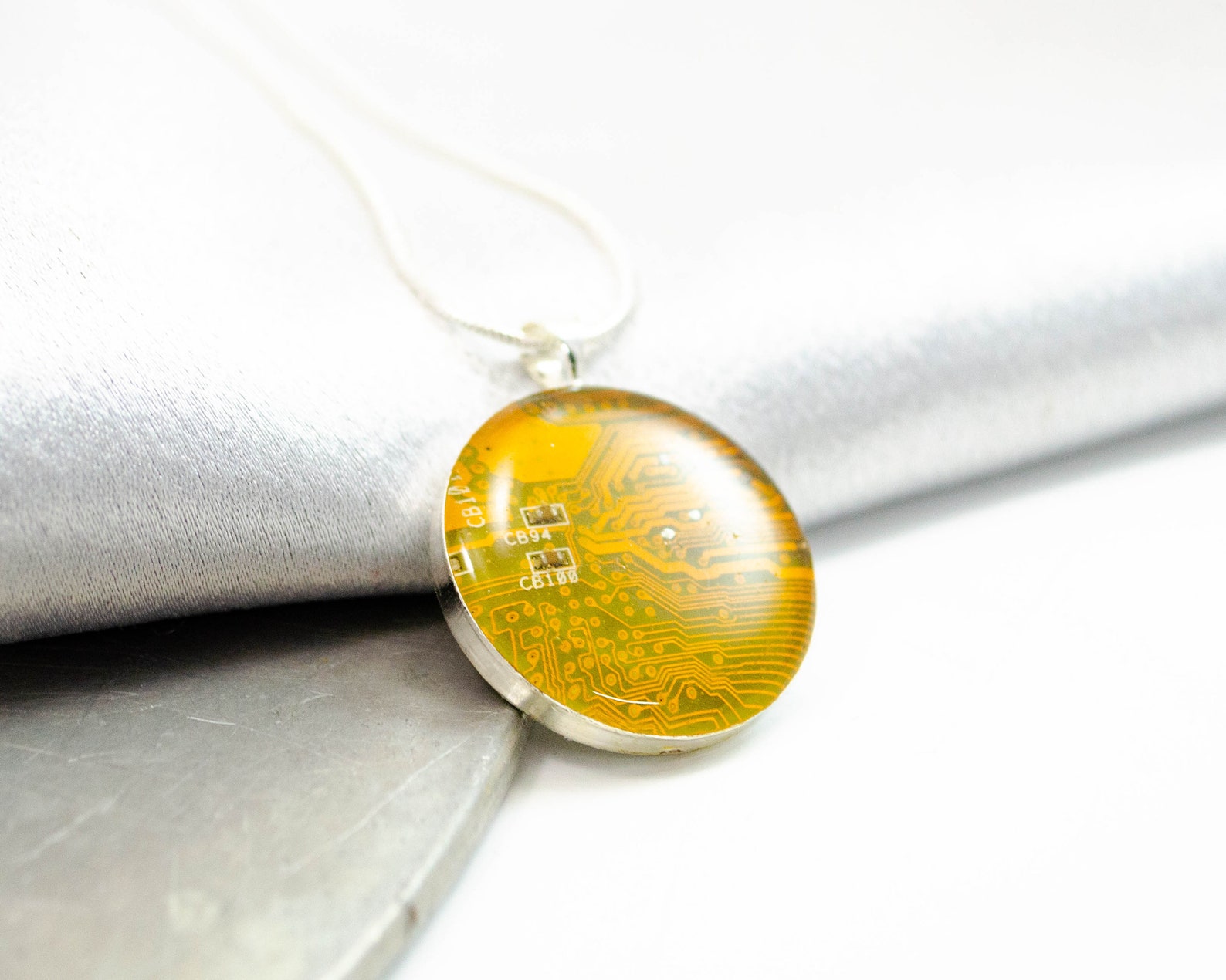 Circuit Board Necklace Yellow Recycled Computer Jewelry - Etsy