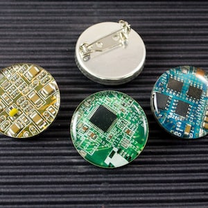 Circuit Board Pin, Recycled Motherboard Jewelry, Geek Chic Lapel ...