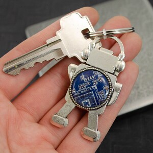 Circuit Board Robot Keychain Blue Robotics Engineer Gift | Etsy