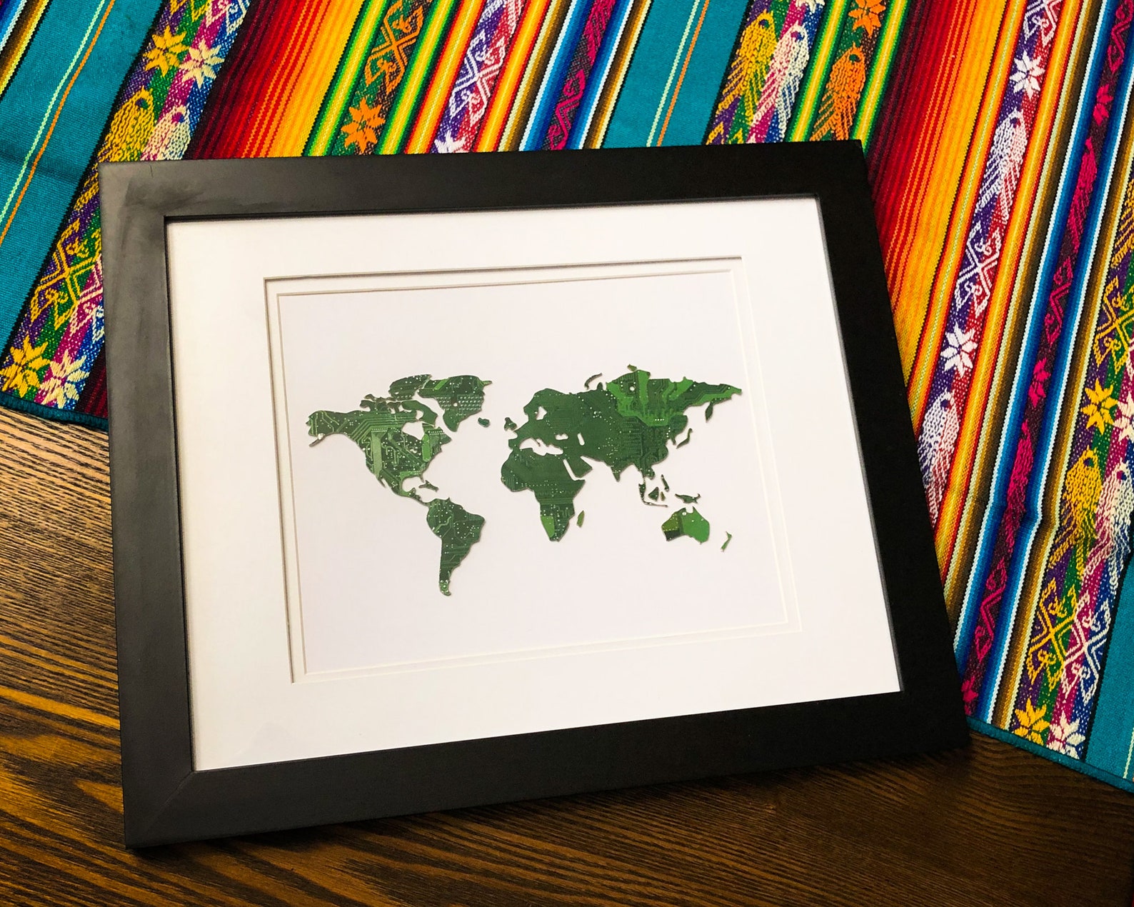 World Map Circuit Board Framed Wall Art Upcycled Motherboard - Etsy