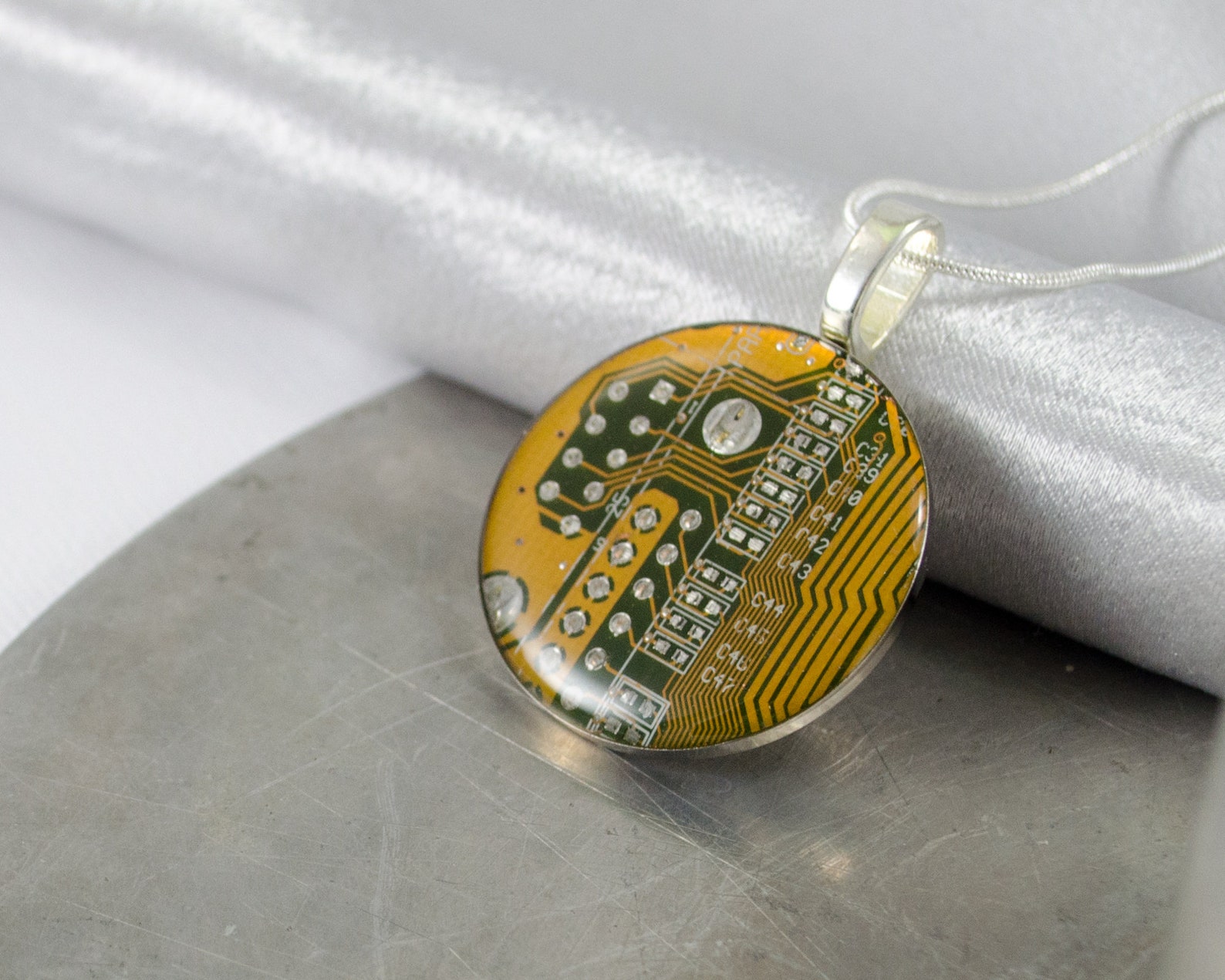 Circuit Board Necklace LARGE Yellow Recycled Computer - Etsy