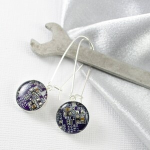 Circuit Board Earrings Purple, Wearable Technology, Engineer Gift ...
