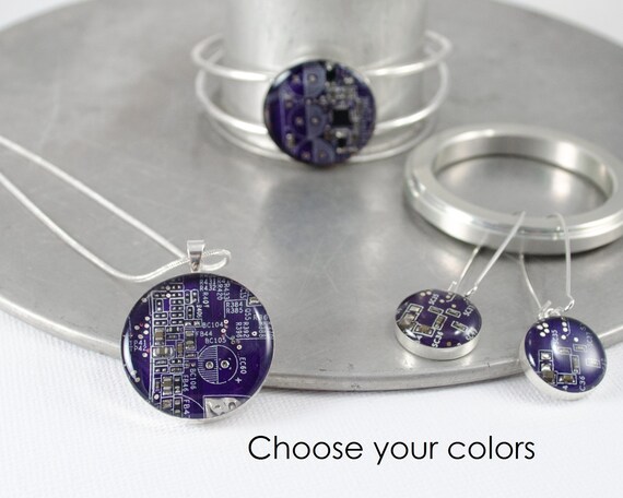 Circuit Board Jewelry Gift Set Colorful Computer Necklace | Etsy