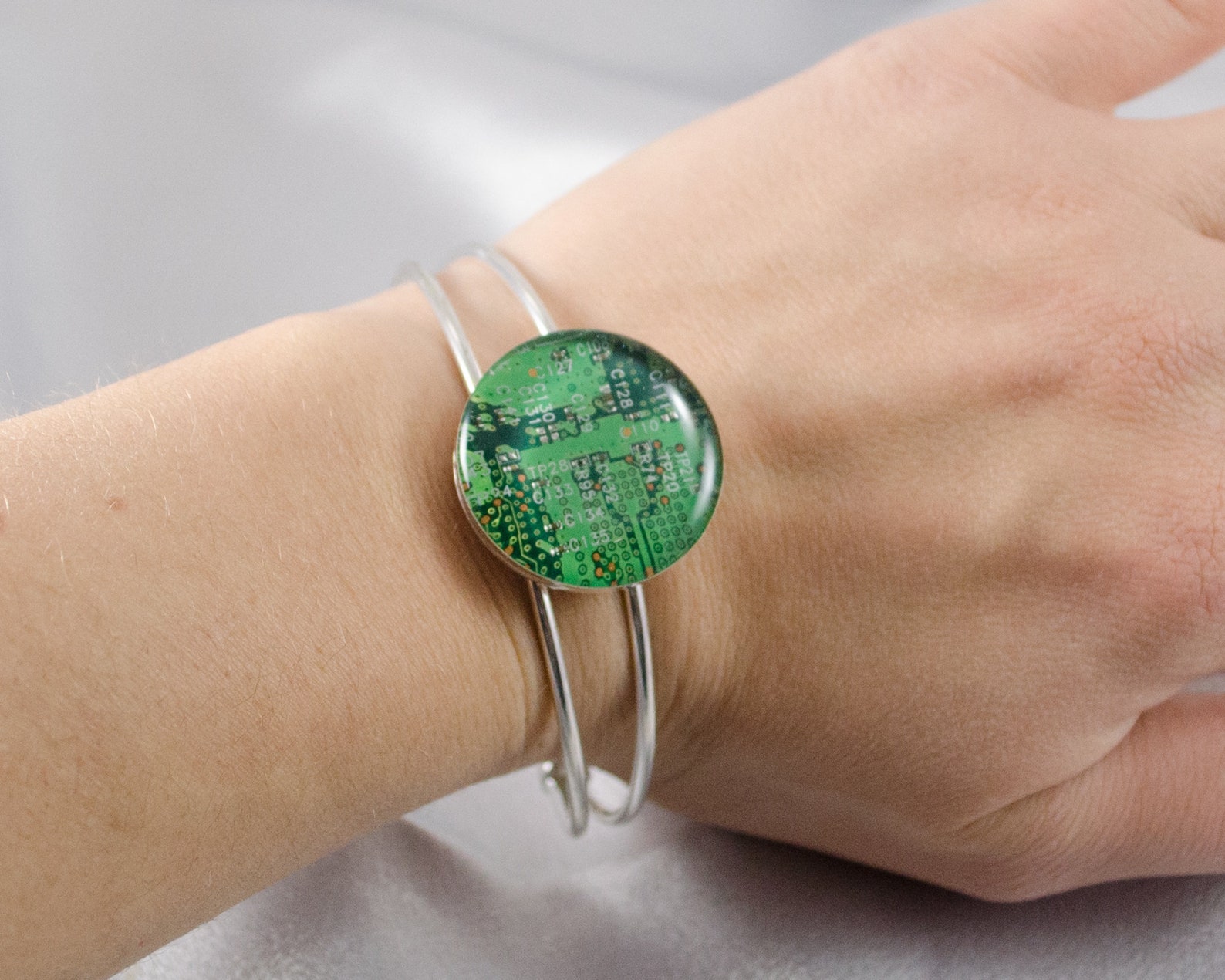 Circuit Board Bracelet CHOOSE COLOR, Silver Plated Cuff, Geeky Bracelet ...