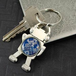 Circuit Board Robot Keychain Blue Robotics Engineer Gift | Etsy