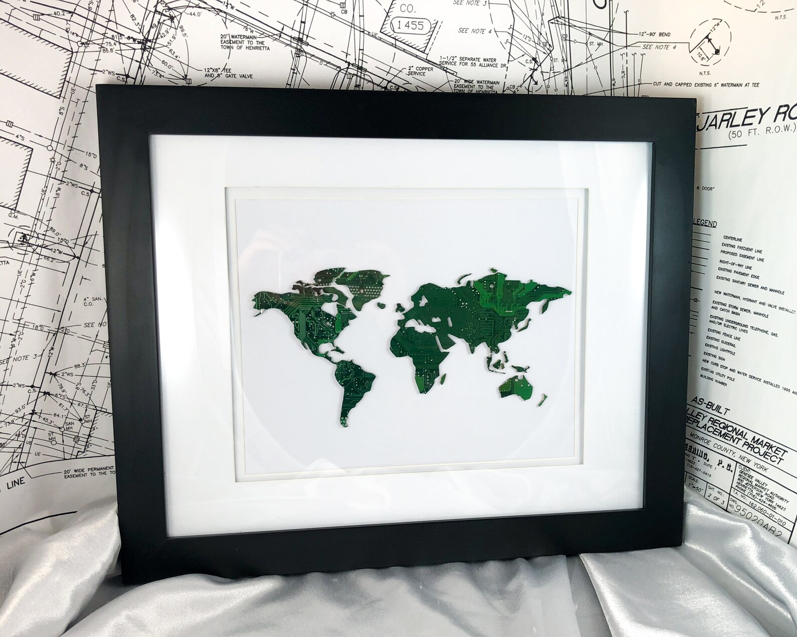 World Map Circuit Board Framed Wall Art Upcycled Motherboard - Etsy