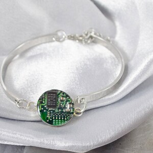 Circuit Board Link Bracelet, Silver Band, Cuff Bracelet, Electrical ...