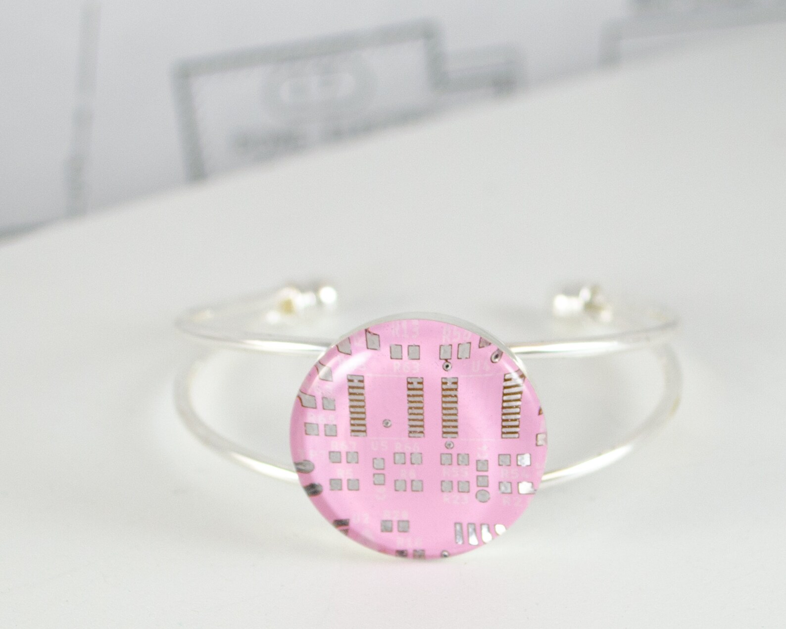 Circuit Board Cuff Bracelet Pink - Etsy
