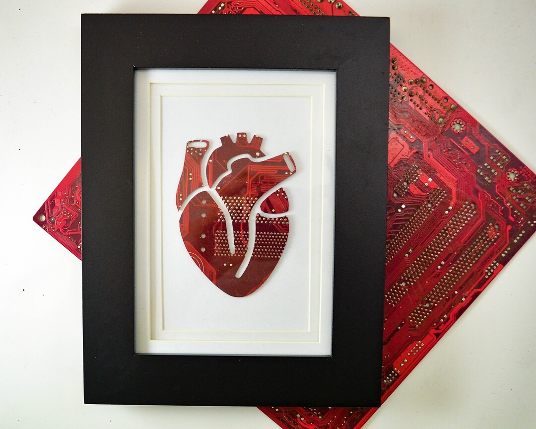 Anatomical Heart Circuit Board Framed Art, Small Motherboard Art ...