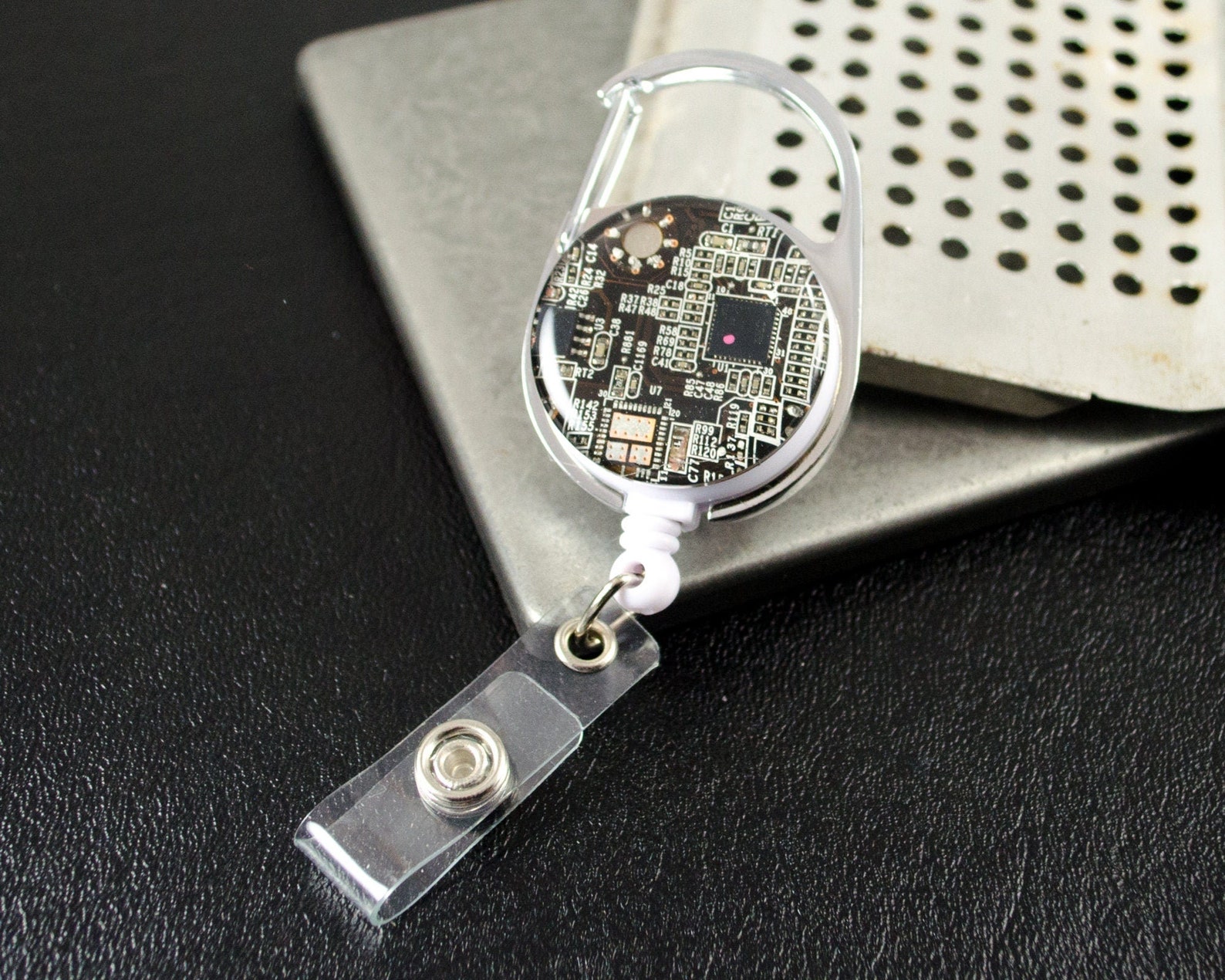 Recycled Circuit Board Retractable Badge Holder, Geeky Badge Reel ...