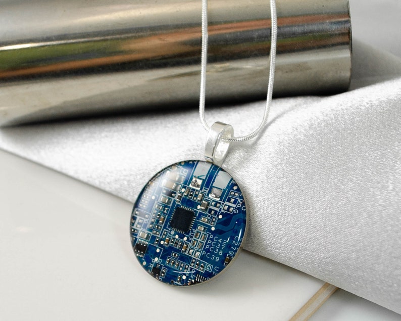 Circuit Board Necklace LARGE Blue Recycled Motherboard | Etsy