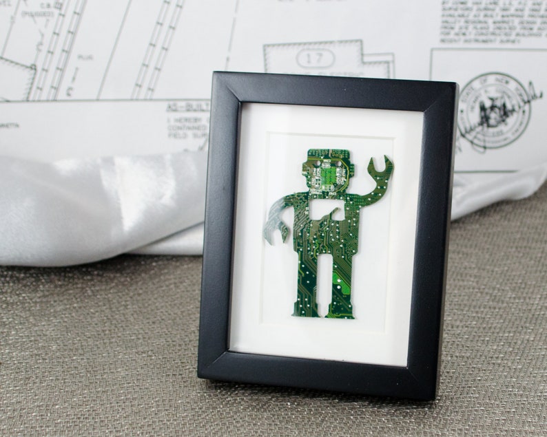 Mini Robot Circuit Board Framed Art Custom Recycled | Etsy