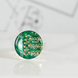 Recycled Circuit Board Adjustable Ring Green, Computer Jewelry - Etsy