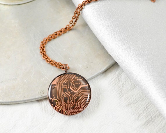 Copper Circuit Board Necklace Recycled Computer Circuit Board Jewelry Etsy