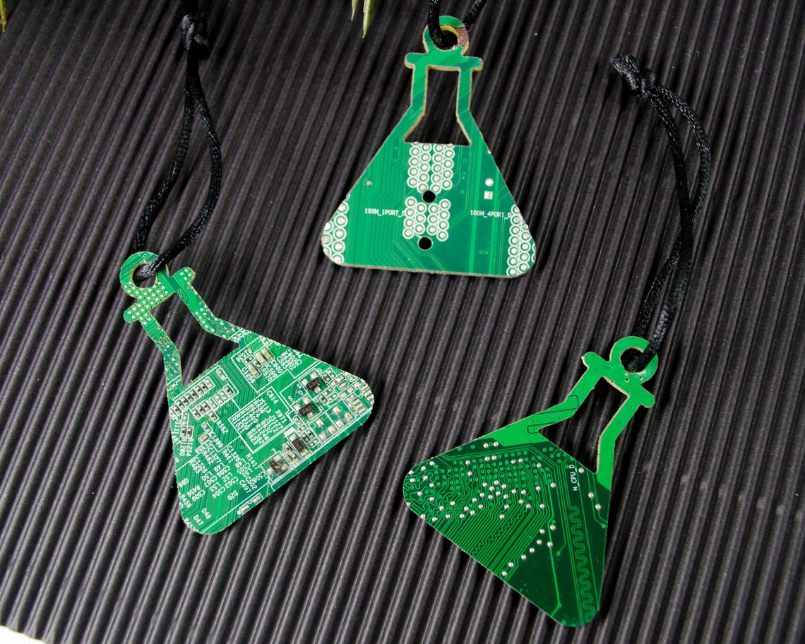 Circuit Board Erlenmeyer Flask Ornament, Geeky Christmas Ornaments ...