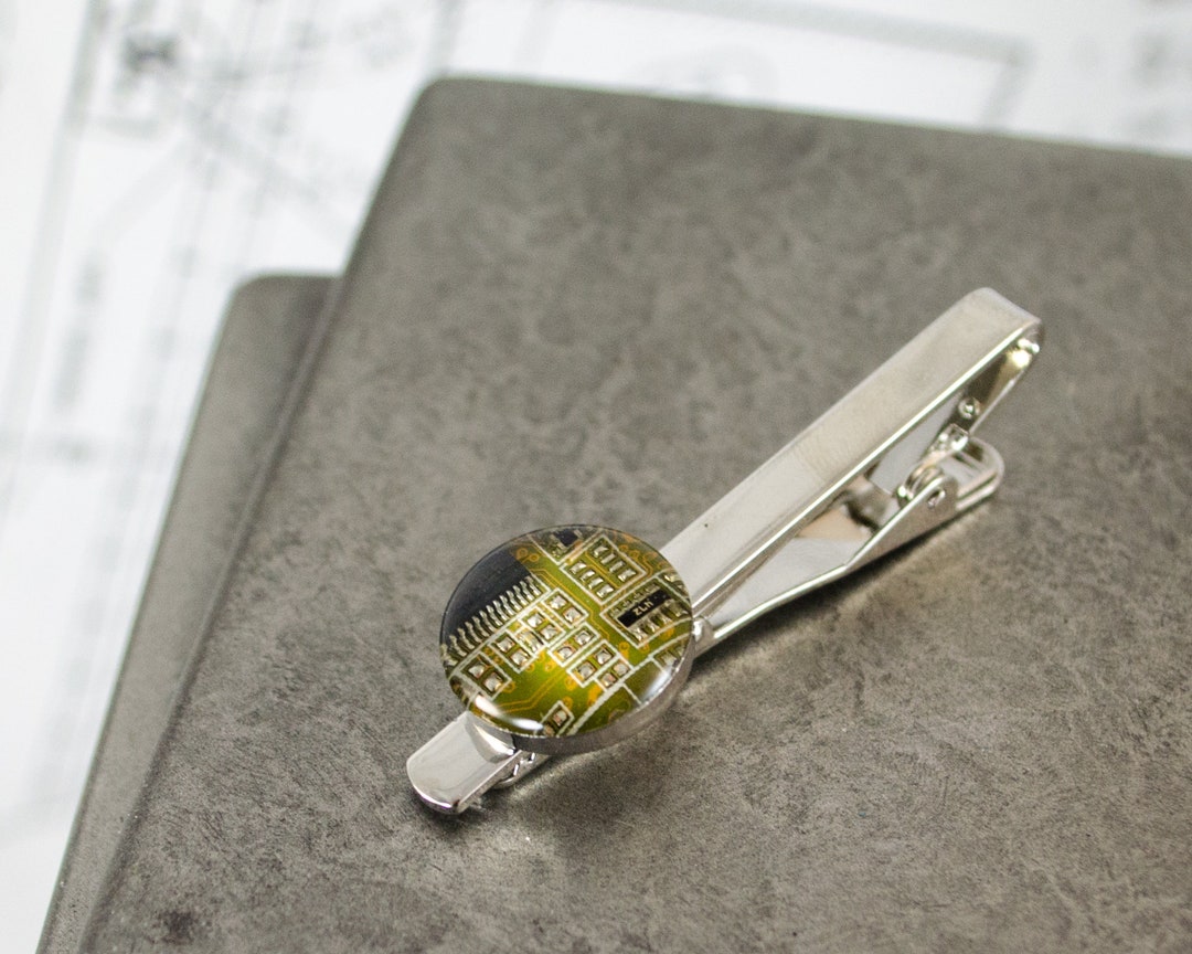 Circuit Board Tie Bar Yellow, Recycled Computer Tie Clip, Geeky Gift ...