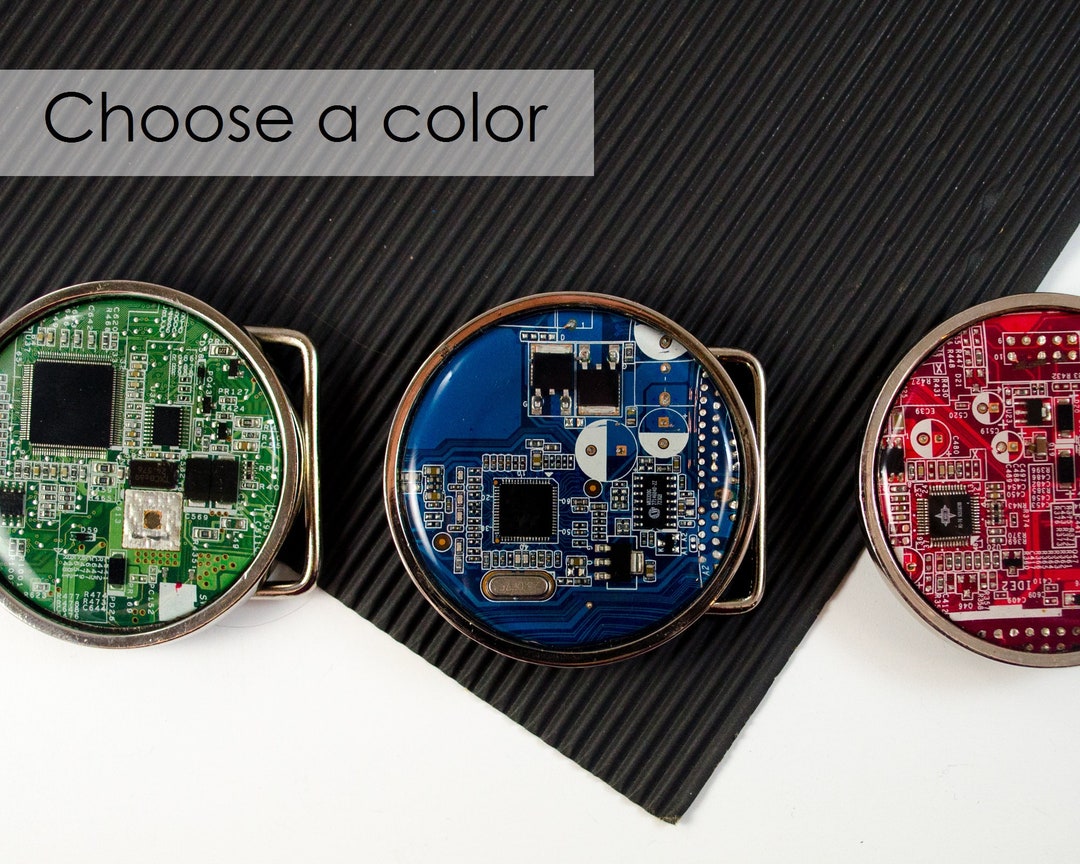 Circuit Board Belt Buckle Round, CHOOSE COLOR, Computer Engineer Gift ...