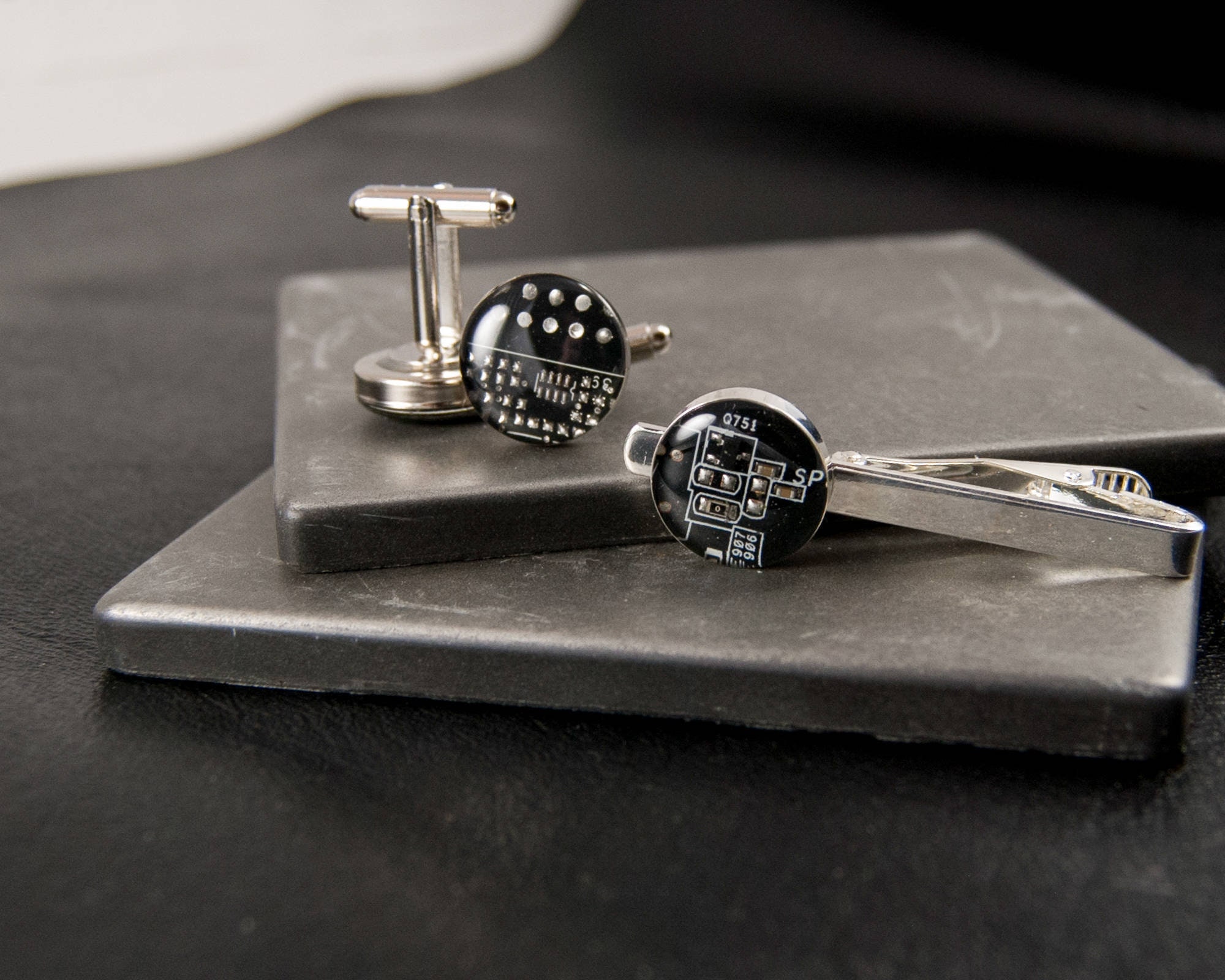 Circuit Board Cufflinks and Tie Bar Set, Groomsmen Gift, Geeky Engineer ...
