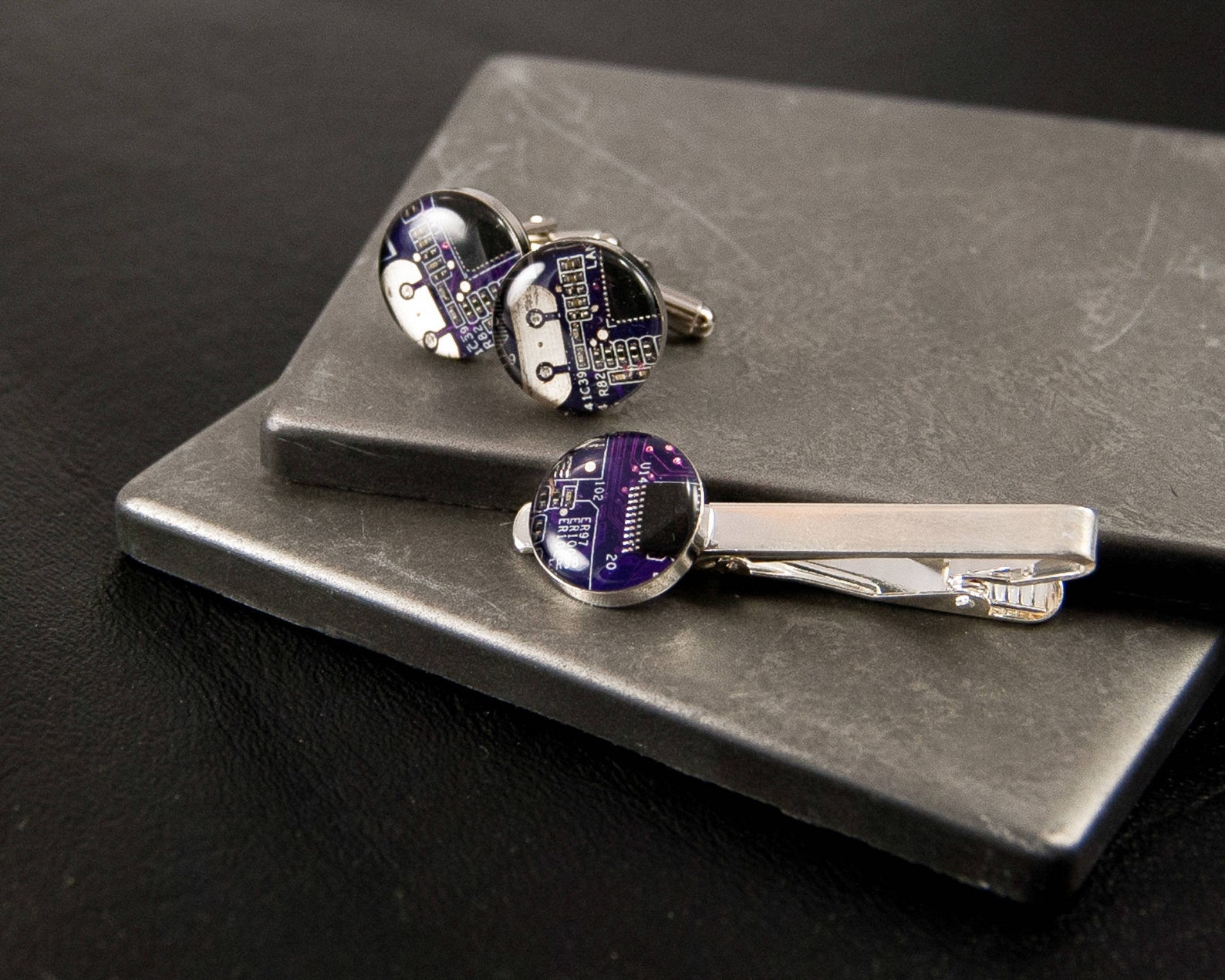 Circuit Board Cufflinks and Tie Bar Set, Groomsmen Gift, Geeky Engineer ...