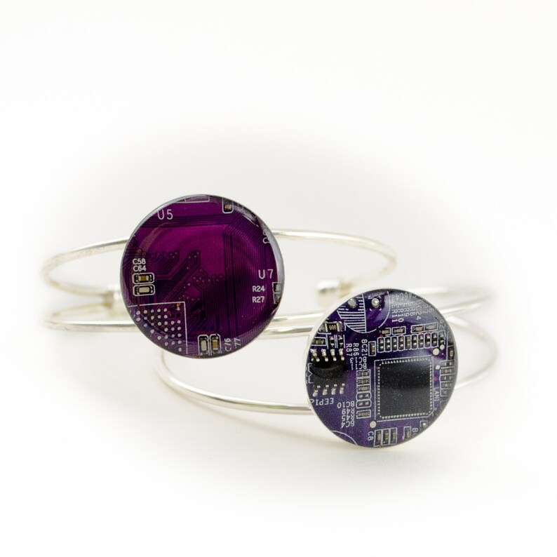 Circuit Board Bracelet CHOOSE COLOR Silver Plated Cuff Geeky | Etsy