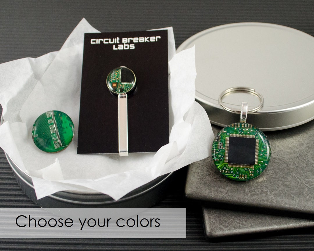 Circuit Board Gift Set, Computer Key Chain, Tie Bar, Magnet, Geeky ...
