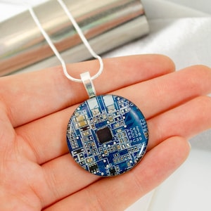 Circuit Board Necklace LARGE Blue, Recycled Motherboard Jewelry ...
