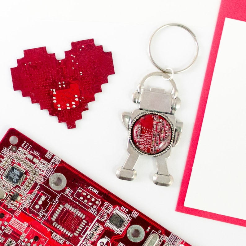 Robot Keychain Circuit Board Robot Key Fob Geeky Key Chain - Etsy