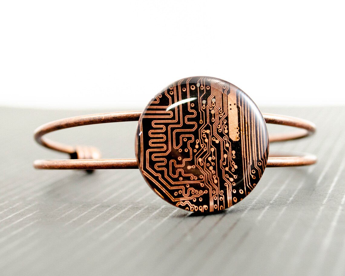 Recycled Circuit Board Bracelet Copper Cuff We Do Geek - Etsy