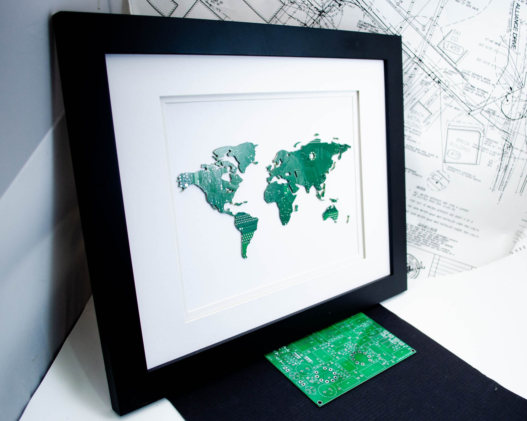 World Map Circuit Board Framed Wall Art Upcycled Motherboard - Etsy