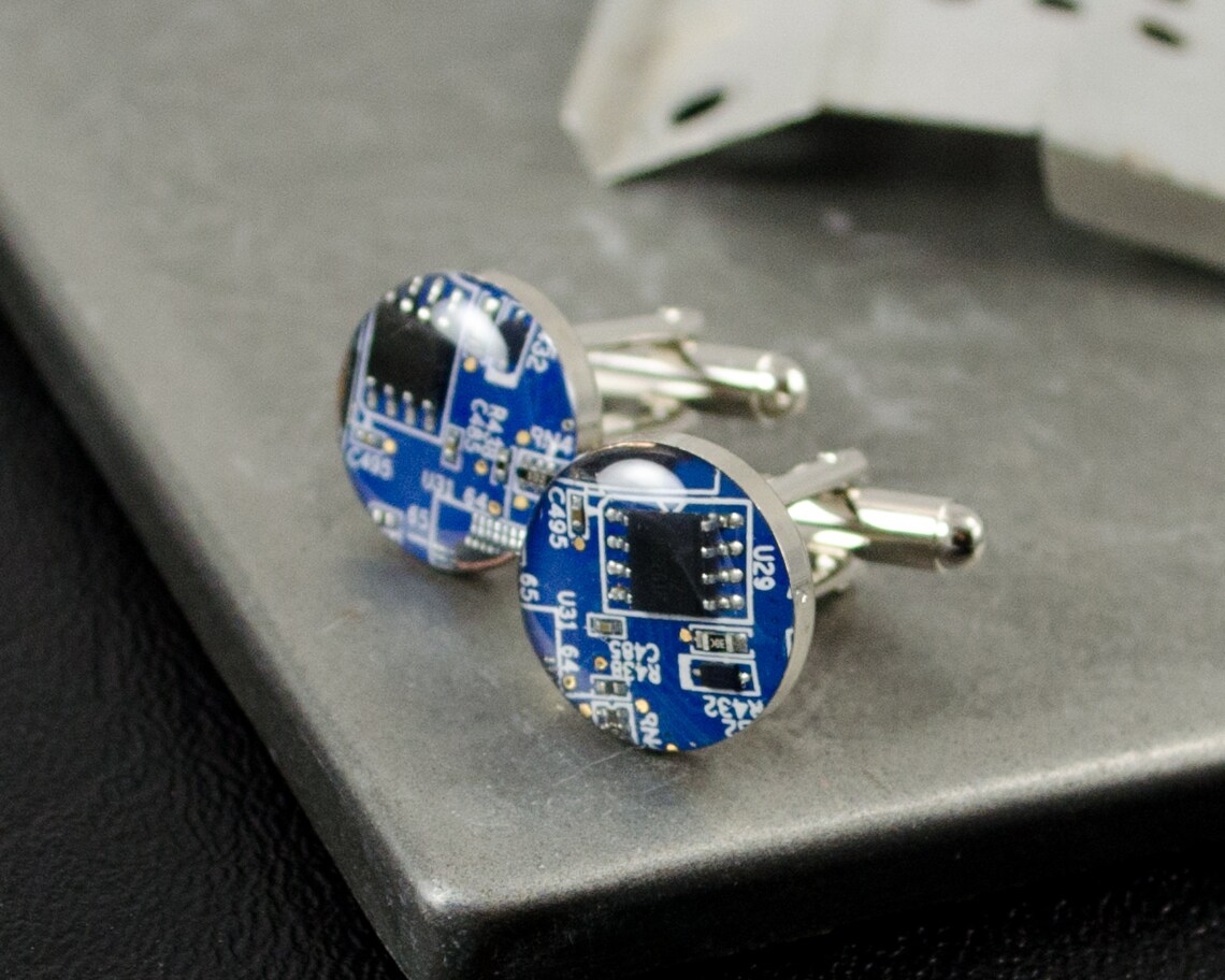 Recycled Computer Circuit Board Cufflinks CHOOSE COLOR Geeky | Etsy