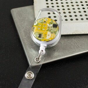 Recycled Circuit Board Retractable Badge Holder, Geeky Badge Reel ...