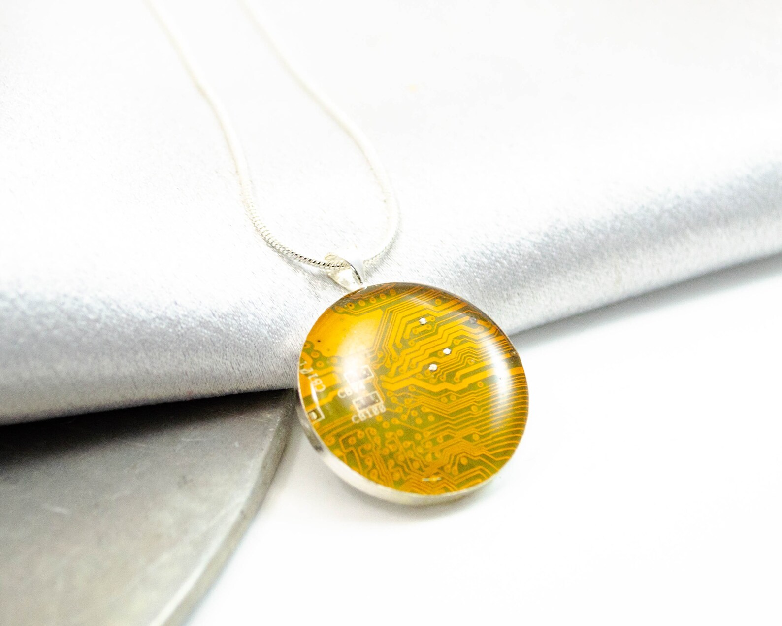 Circuit Board Necklace Yellow Recycled Computer Jewelry - Etsy